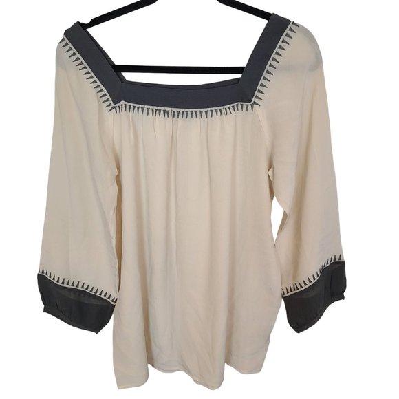 Club Monaco | Tops | Club Monaco Womens Xs Cream Gray 34 Sleeves Square ...